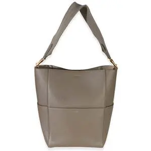 Celine Taupe Soft Grained Calfskin Sangle Bucket Bag - Gray