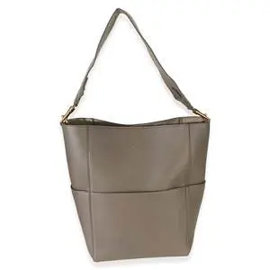 Celine Taupe Soft Grained Calfskin Sangle Bucket Bag