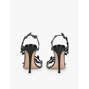 GIANVITO ROSSI Flavia 105 Embellished Laser Cut Leather Heeled Sandals