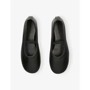 Dear Frances Ballerina Leather Flats - Black