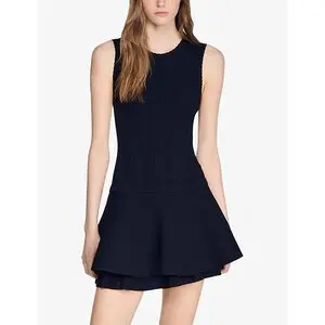 Sandro Sleeveless Ruffled Hem Mini Dress