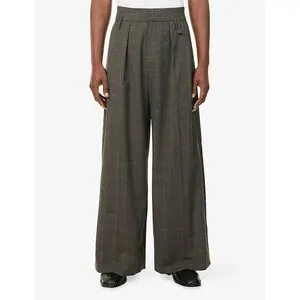 Simone Rocha Wide-leg Wool-blend Check Trousers