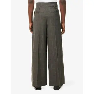 Simone Rocha Wide-leg Wool-blend Check Trousers