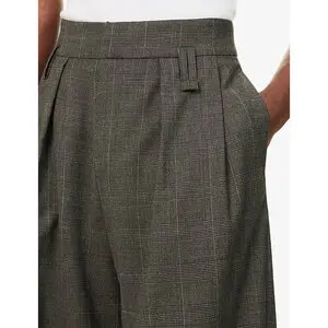 Simone Rocha Wide-leg Wool-blend Check Trousers