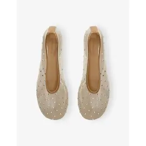 Dear Frances Balla Crystal Embellished Mesh Ballet Flats