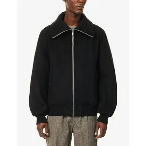 Rick Owens Dracuflight High-neck Wool Bomber Jacket - Black