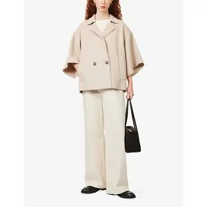 Max Mara Short Sleeve Double-breasted Wool Coat - Sand