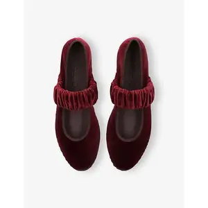 FLABELUS Mafalda Velvet Ballet Flats - Wine