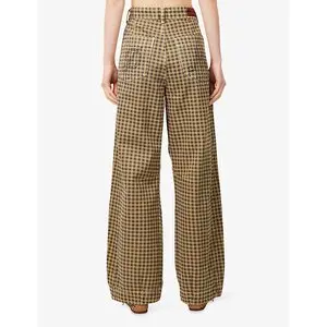 DAMSON MADDER Barrel-leg Checked Denim Jeans