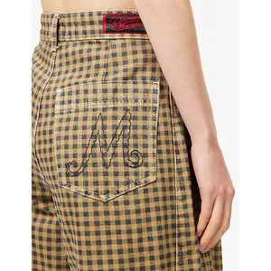 DAMSON MADDER Barrel-leg Checked Denim Jeans