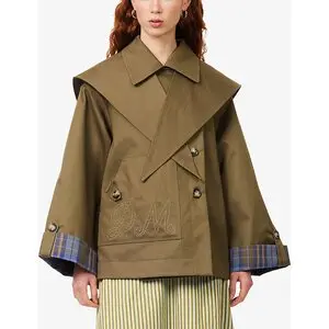 DAMSON MADDER Jerry Cropped Cotton-twill Trench Coat - Olive