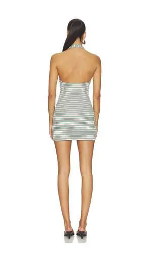 AFRM Ribbed Halterneck Mini Dress With Stripes
