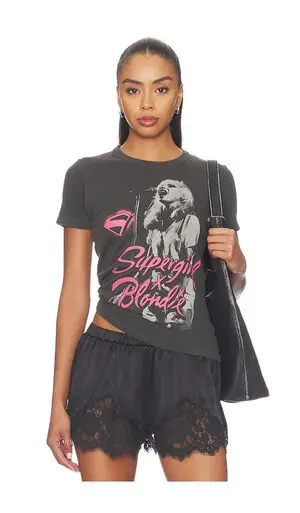 Junk Food Supergirl X Blondie Collaboration T-shirt - Black