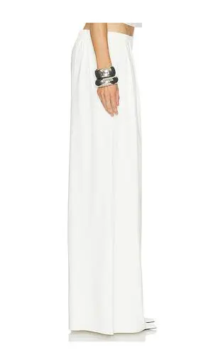 Norma Kamali Pleated Faux Suede Wide-leg Trousers - White