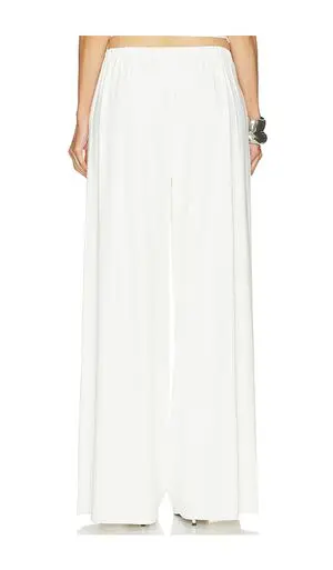 Norma Kamali Pleated Faux Suede Wide-leg Trousers - White