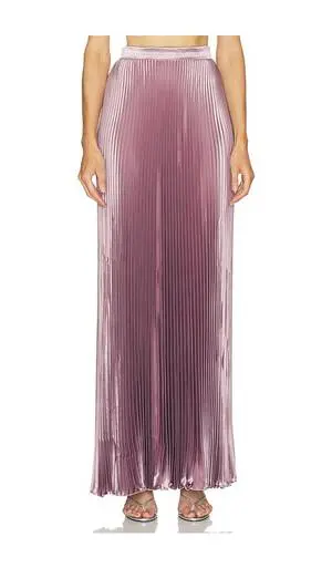 L'IDEE Pleated Satin Maxi Skirt - Purple