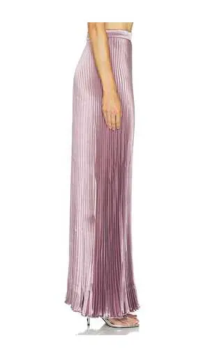 L'IDEE Pleated Satin Maxi Skirt - Purple