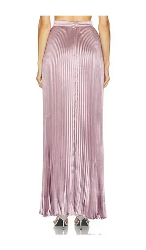 L'IDEE Pleated Satin Maxi Skirt - Purple