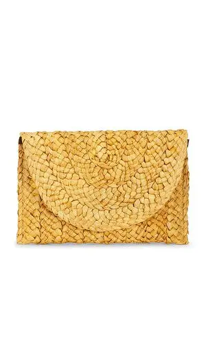LOVERS AND FRIENDS Woven Raffia Clutch