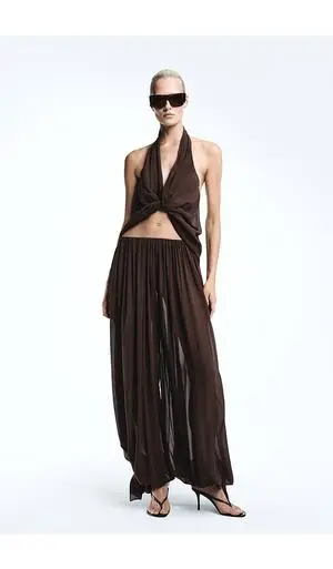 Revolve Adela Georgette Silk Top - Brown