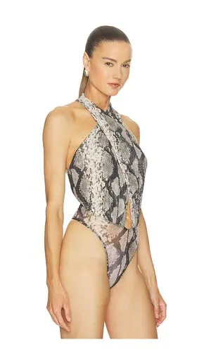 Lapointe X Revolve Printed Mesh Cross Bodysuit