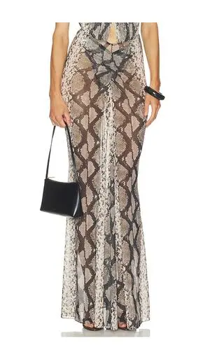 Lapointe Mesh Ruched Maxi Skirt - Brown