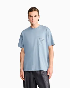 Giorgio Armani Cotton Interlock Jersey T-shirt With Print On The Back