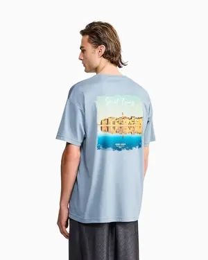 Giorgio Armani Cotton Interlock Jersey T-shirt With Print On The Back