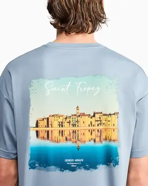 Giorgio Armani Cotton Interlock Jersey T-shirt With Print On The Back