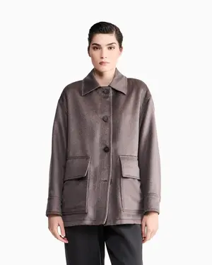 Giorgio Armani Caban Coat Regular Fit In Llama Wool With Patch Pockets