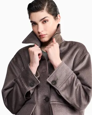 Giorgio Armani Caban Coat Regular Fit In Llama Wool With Patch Pockets