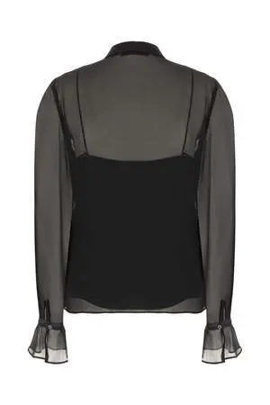 Gucci Black Sheer Draped Shirt