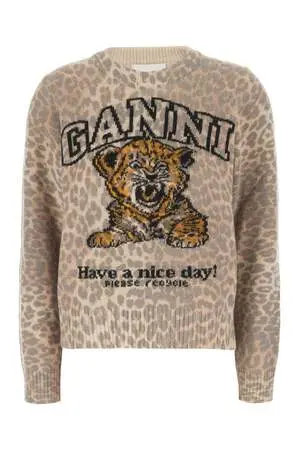 GANNI Leopard Print Tiger Graphic Knitwear - Multicolor