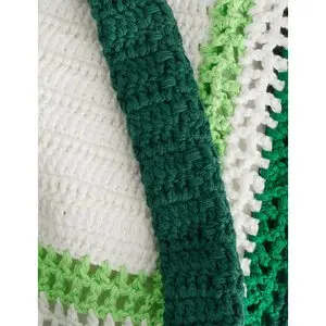 Casablanca Embroidered Logo Stripe Cotton Crochet Tote Bag - Green