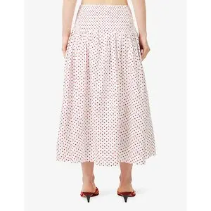 DAMSON MADDER Layla Polka-dot Cotton Midi Skirt