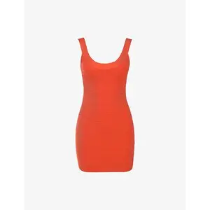 House Of Cb The Og Scoop-neck Woven Bandage Mini Dress - Tomato