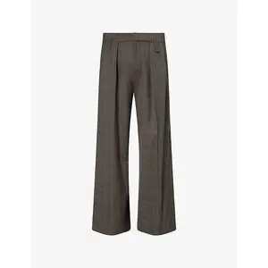 Simone Rocha Peeling-waist Wide-leg Wool-blend Trousers - Peat