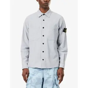 Stone Island Compass-badge Cotton-corduroy Shirt - Ash Grey