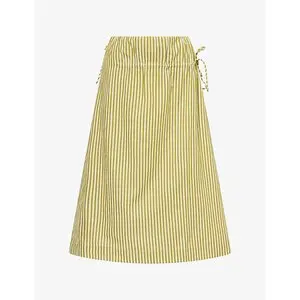 DAMSON MADDER Caspia Striped Cotton Midi Skirt