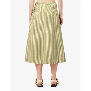 DAMSON MADDER Caspia Striped Cotton Midi Skirt