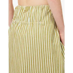 DAMSON MADDER Caspia Striped Cotton Midi Skirt