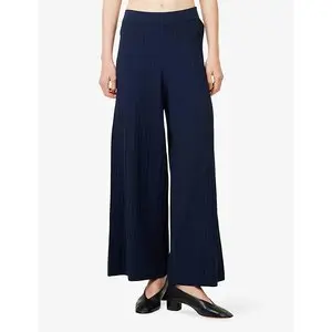 Max Mara Plissé Wide-leg Knitted Trousers