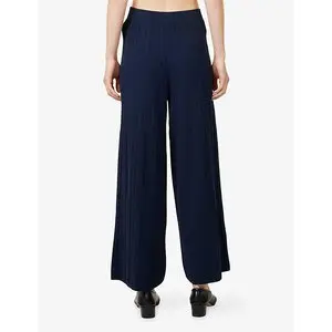 Max Mara Plissé Wide-leg Knitted Trousers