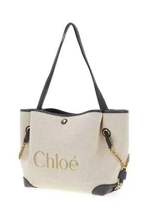 Chloé Canvas Shopper Bag With Gold Tone Chain Detail - Multicolor