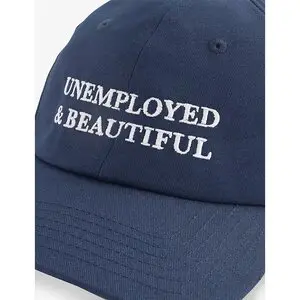UNTIL FURTHER NOTICE Slogan-embroidered Cotton Cap - Navy