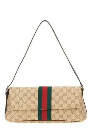 Gucci Monogrammed Canvas Bag With Web Detail - Multicolor