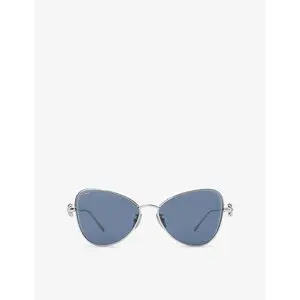 Loewe Anagram Bombe Butterfly-frame Metal Sunglasses - Denim Blue