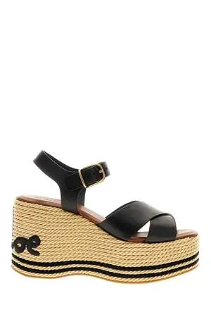 Chloé Wedge Platform Sandals With Buckle Ankle Strap - Multicolor