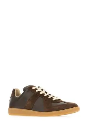MAISON MARGIELA Leather And Suede Lace Up Sneakers - Multicolor