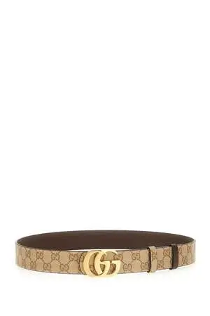 Gucci Gg Monogram Canvas Belt With Gold Tone Buckle - Multicolor